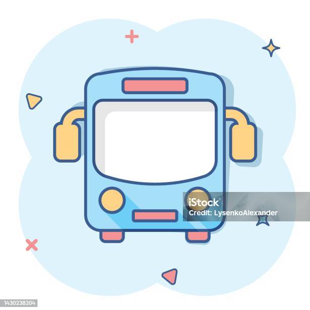 Icône De Bus Décole Dans Le Modèle Comique Illustration De Dessin Animé