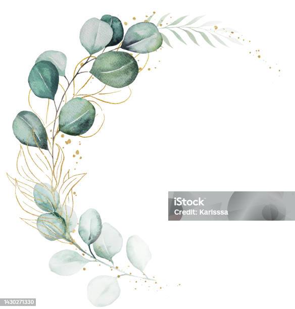 Ilustración de Corona Hecha De Hojas De Eucalipto De Acuarela Verde Y ... Ilustración de Corona Hecha De Hojas De Eucalipto De Acuarela Verde Y ...