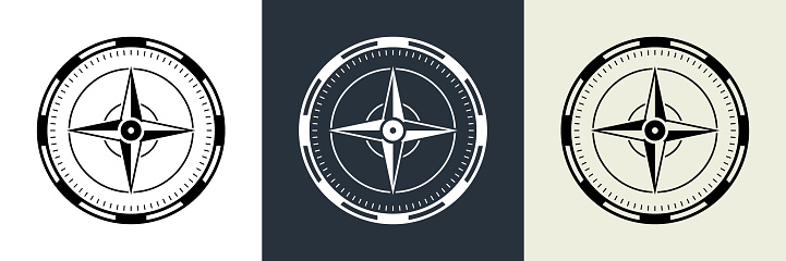 Jeu Dicônes De Silhouette De Navigation De Léquipement Compass