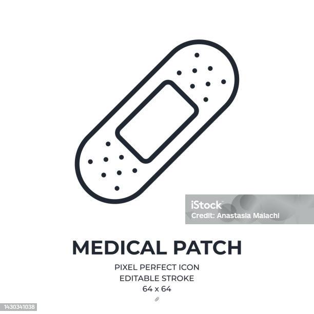 Icône De Contour Modifiable Par Patch Médical Isolée Sur Fond Blanc