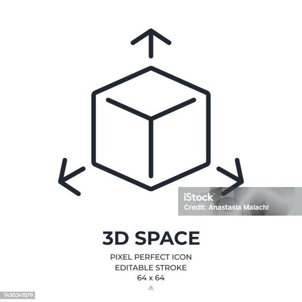 Icône De Contour De Contour Modifiable Despace 3d Isolée Sur Fond Blanc