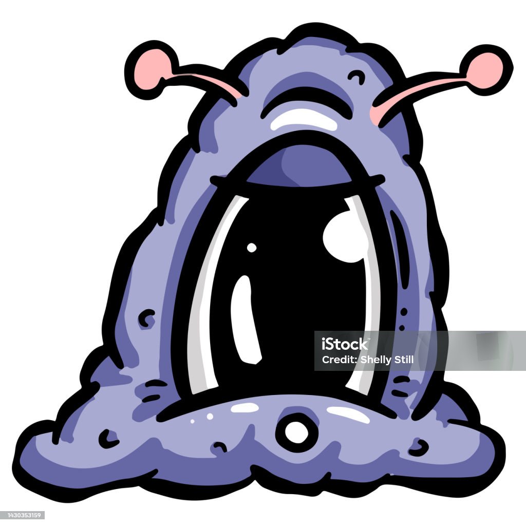 Pupa Or Cocoon Style Blob Alien Cartoon Character With Antenna Stock