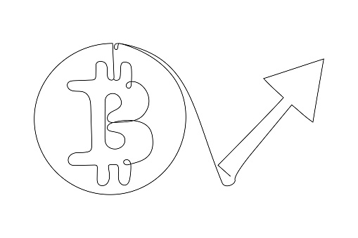Dessin De Ligne Continue De Lappréciation De La Cryptomonnaie Bitcoin