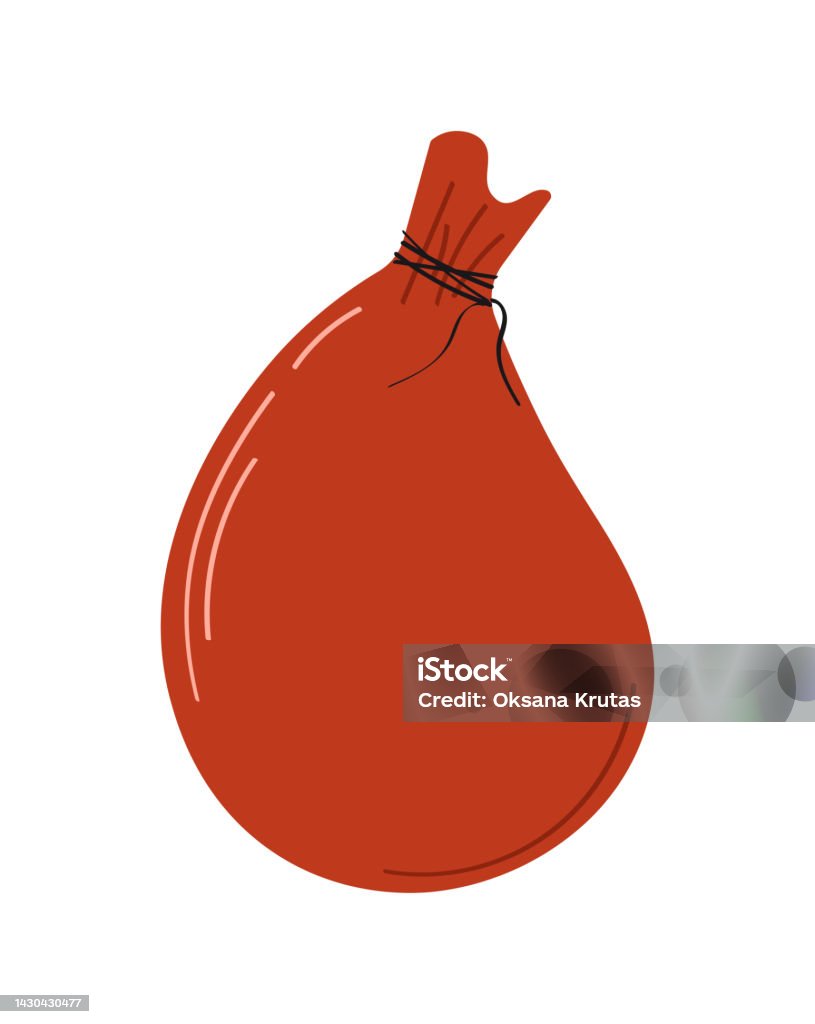 Red Christmas Bag Vector Illustration Cartoon Style Santas Bag Stock