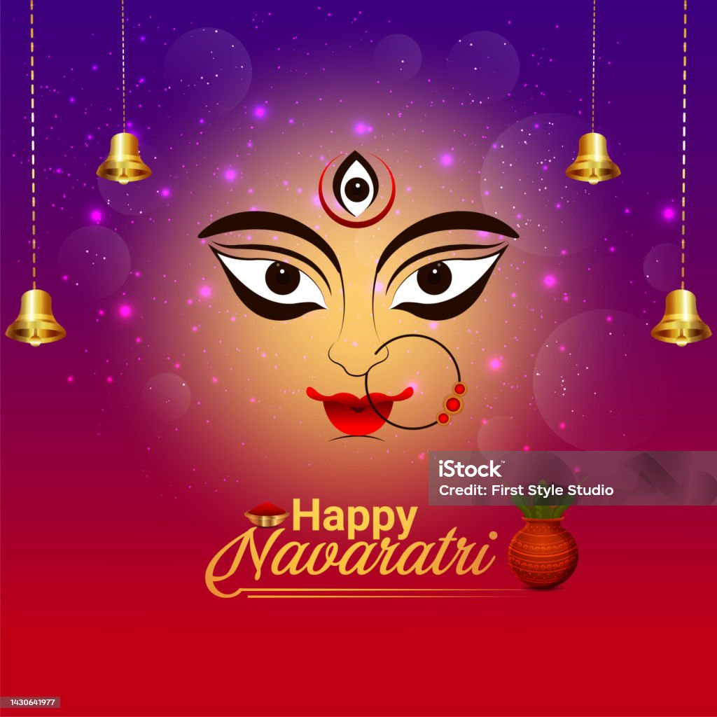 Kartu Ucapan Perayaan Shubh Navratri Dengan Ilustrasi Vektor Dewi Durga ... Kartu Ucapan Perayaan Shubh Navratri Dengan Ilustrasi Vektor Dewi Durga ...