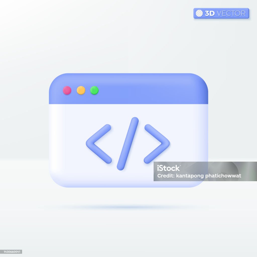 Web Page Development Icon Symbols Coding Language Programming Software Concept 3d Vector