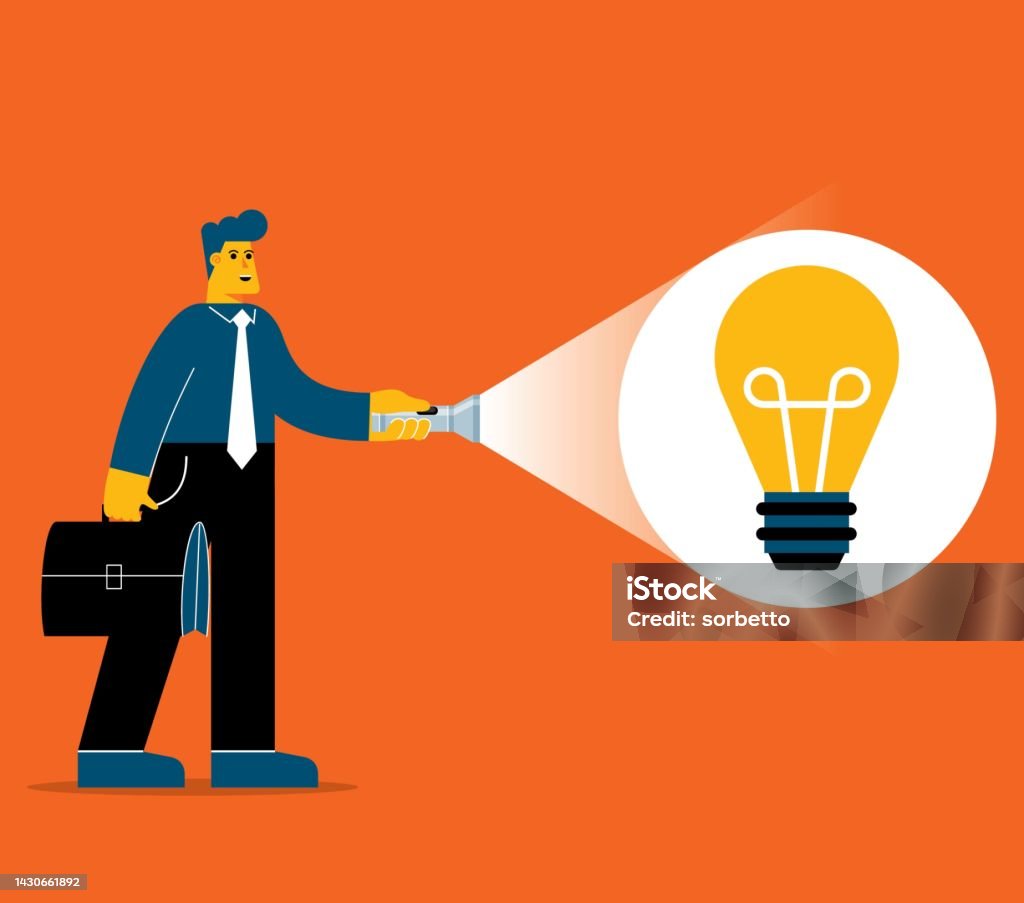 Pengusaha Menyinari Senter Dan Menemukan Bola Lampu Ide Besar Ilustrasi ... Pengusaha Menyinari Senter Dan Menemukan Bola Lampu Ide Besar Ilustrasi ...
