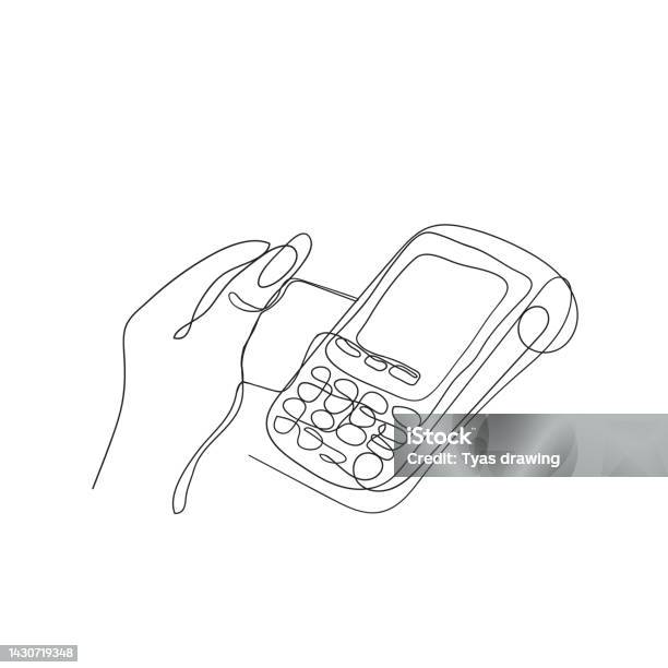 Dessin De Ligne Continue Vecteur Dillustration De Machine De Paiement