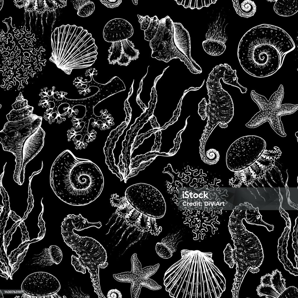Stock ilustrace Bezešvý Vzor Podmořský Svět Ručně Kreslený Ilustrace ... Stock ilustrace Bezešvý Vzor Podmořský Svět Ručně Kreslený Ilustrace ...