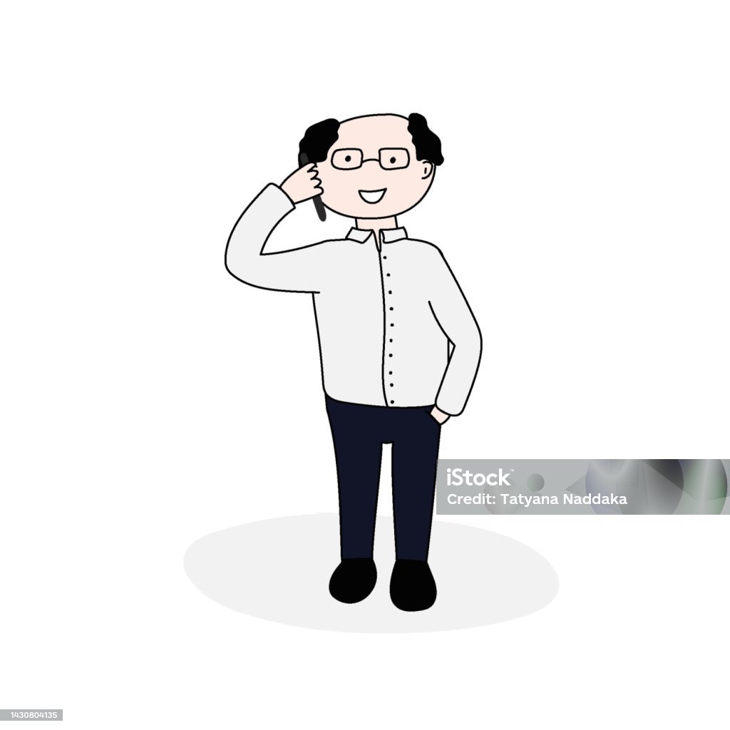 Vector Illustration Of A Man Talking On The Phone Stock Illustration