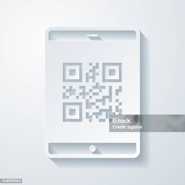Tablet Pc Dengan Kode Qr Ikon Dengan Efek Potongan Kertas Pada Latar ... Tablet Pc Dengan Kode Qr Ikon Dengan Efek Potongan Kertas Pada Latar ...