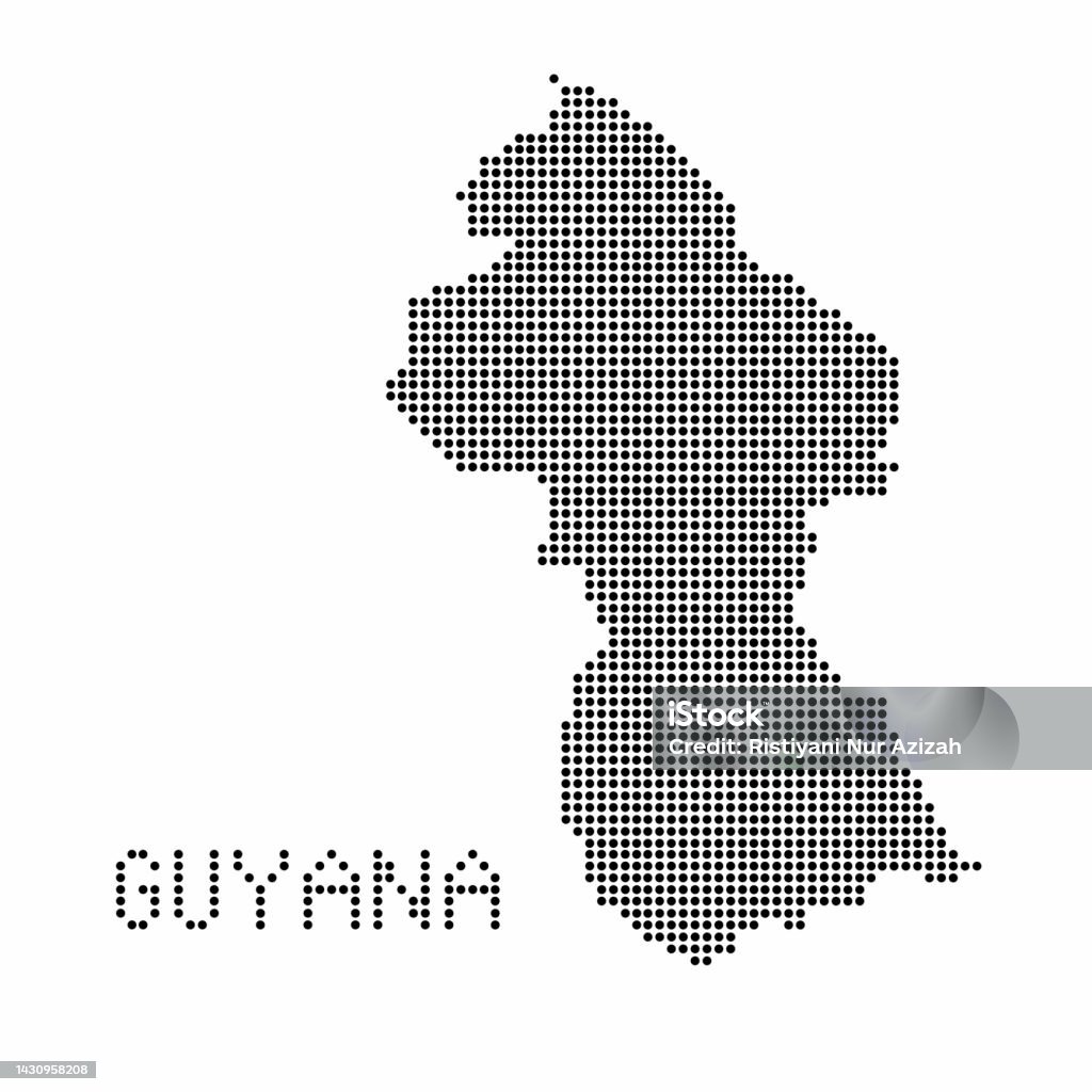 Guyana Map Outline With Grunge Texture In Dot Style Stock Illustration
