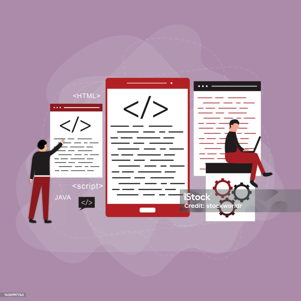 Concept Of Script Coding And Programming Javascript Php Python Html Other Languages Programmer