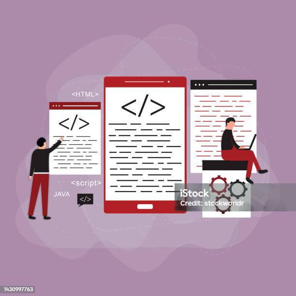 Concept Of Script Coding And Programming Javascript Php Python Html Other Languages Programmer 8411