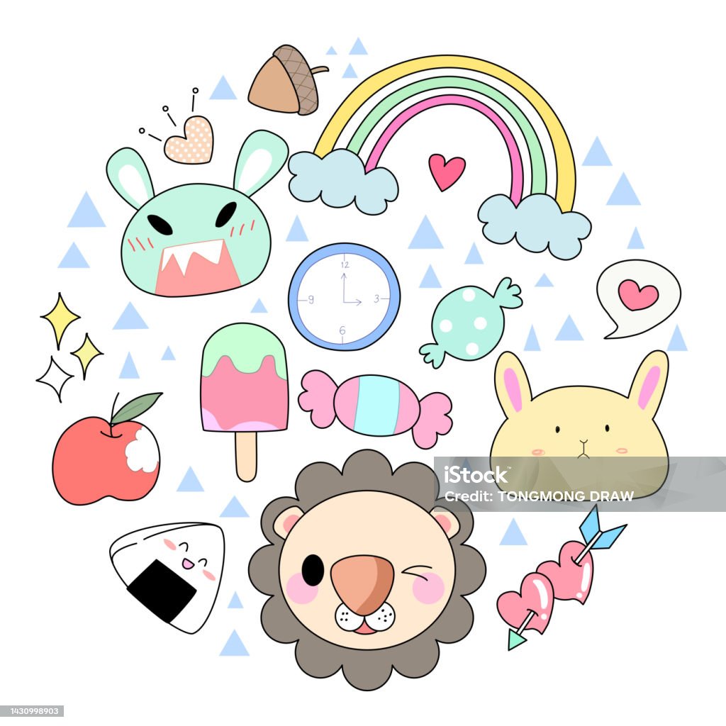 Kawaii Mengatur Lencana Patch Mode Pada Latar Belakang Lingkaran ... Kawaii Mengatur Lencana Patch Mode Pada Latar Belakang Lingkaran ...