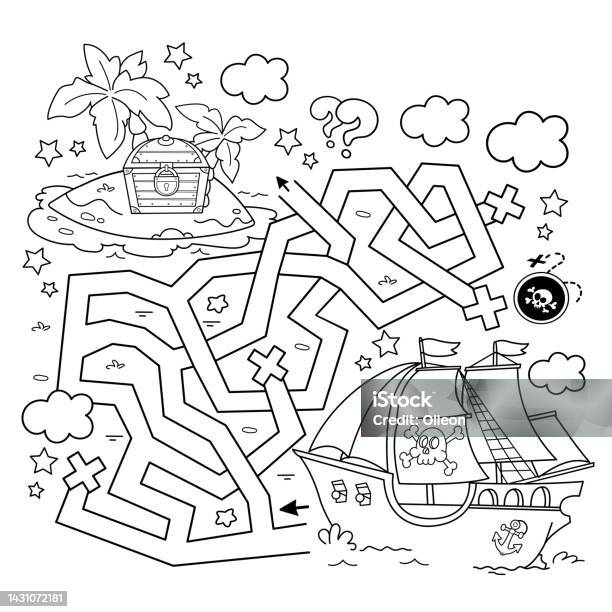 Labyrinthe Ou Jeu De Labyrinthe Puzzle Route Enchevêtrée Coloriage