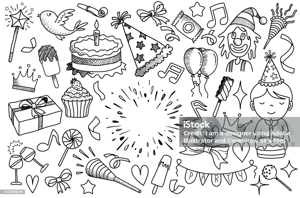 Set Benda Dan Simbol Kartun Coratcoret Di Pesta Ulang Tahun Ilustrasi ... Set Benda Dan Simbol Kartun Coratcoret Di Pesta Ulang Tahun Ilustrasi ...