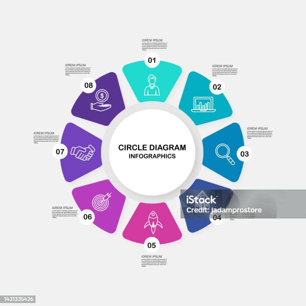 Circle Diagram Vector Infographic Presentation Template Chart 8 Options