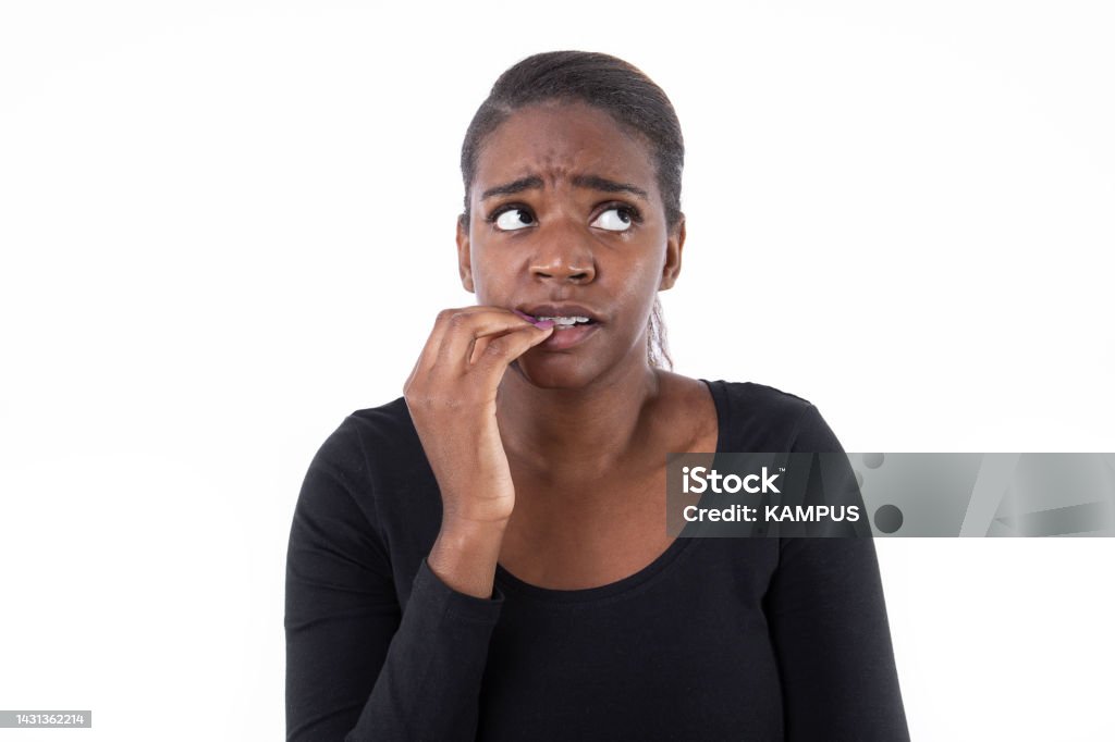 Portrait Of Anxious African American Woman Stock Photo - Download Image ... Portrait Of Anxious African American Woman Stock Photo - Download Image ...