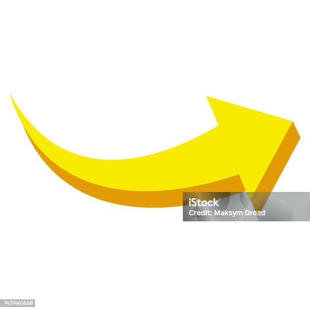 Curved Yellow Arrow Isolated On White Background Arrow Icon Vector ... Curved Yellow Arrow Isolated On White Background Arrow Icon Vector ...