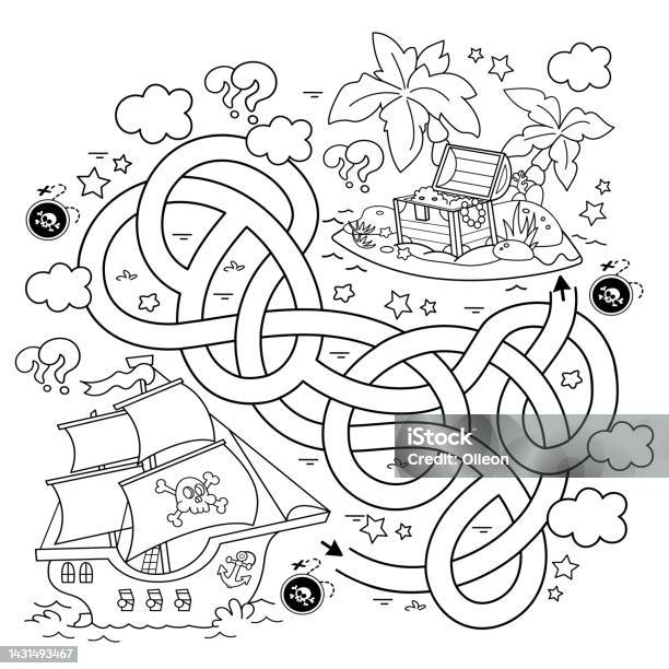 Labyrinthe Ou Jeu De Labyrinthe Puzzle Route Enchevêtrée Coloriage
