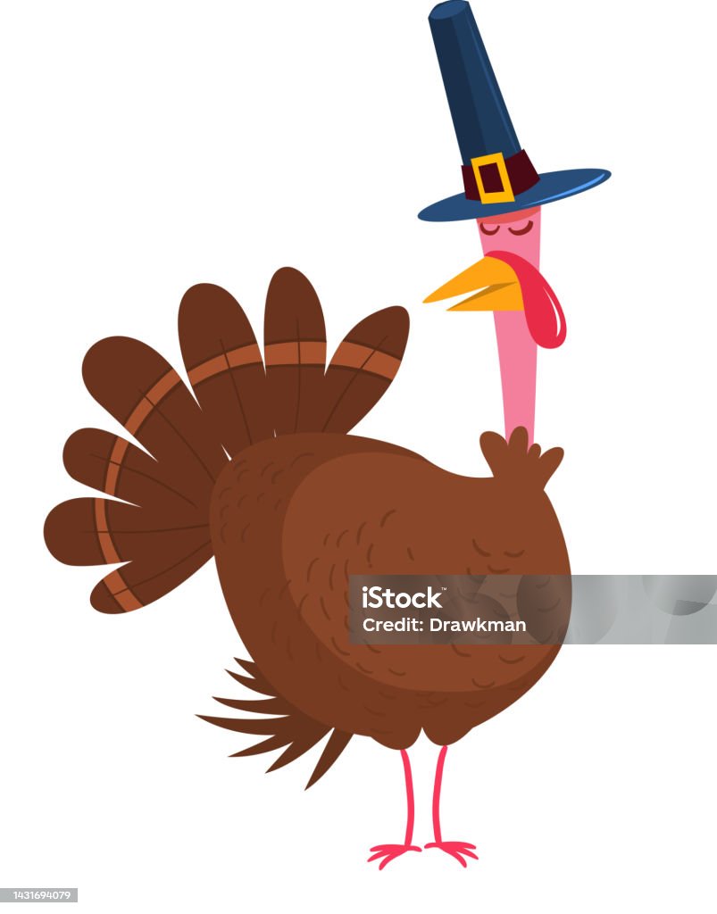 Cartoon Happy Cute Thanksgiving Turkey Bird Vector Illustration Isolated Design For Thanksgiving