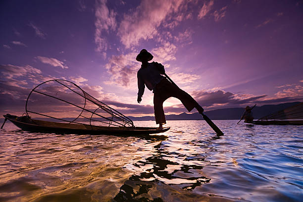 Free picture: beautiful photo, fisherman, paddle, silhouette, water ...