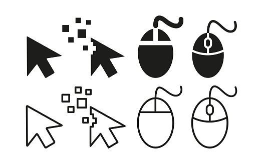 Computer Mouse Mouse Cursor Icons Set Vector Illustration Click Pointer Flat Style Vector Stock