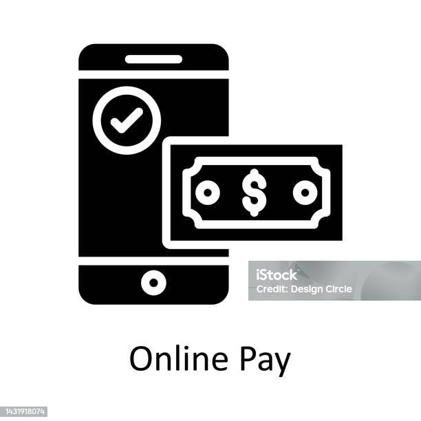 Ilustrasi Desain Ikon Solid Vektor Pembayaran Online Simbol Perbankan