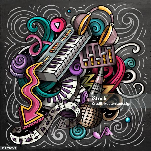 Le Vecteur De Dessin Animé Griffonne Lillustration Disco De Musique