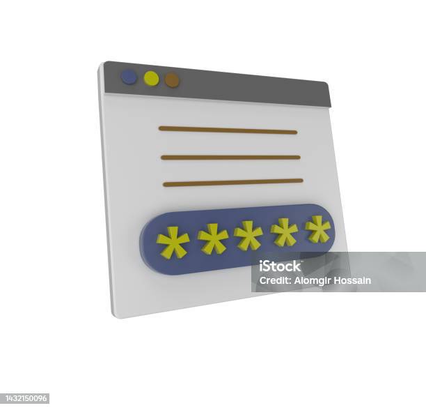 Minimal 3d Illustration Login With Password Icon Authentication