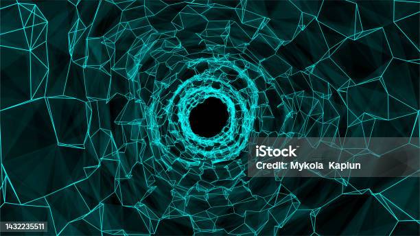 Terowongan Scifi Abstrak Wormhole Menyerap Dunia Maya Portal 3d Corong