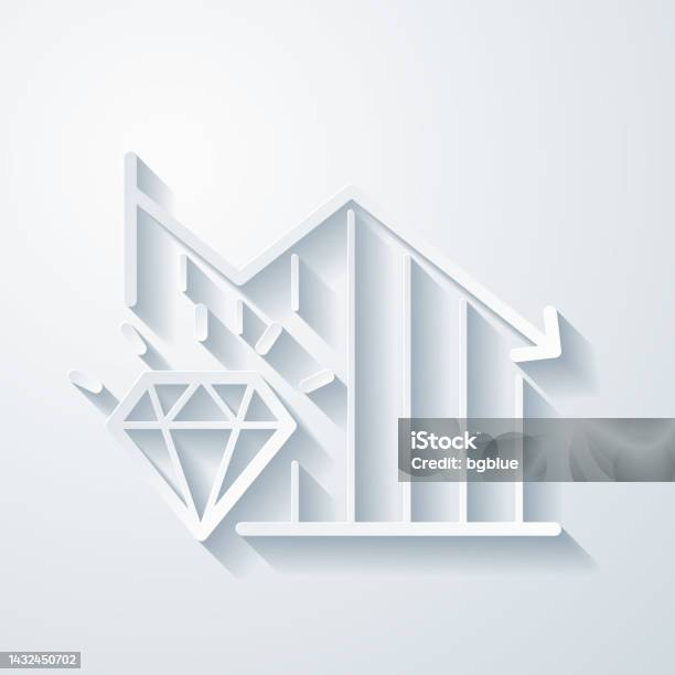Graphique Décroissant Avec Diamant Icône Avec Effet De Coupe De Papier