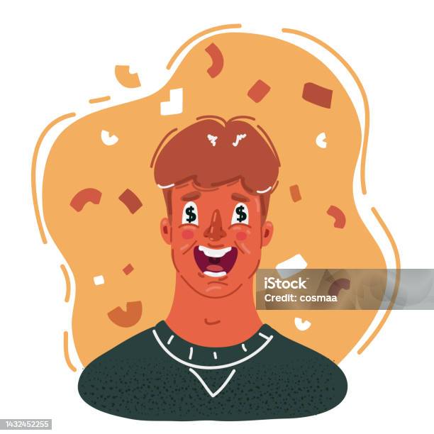 Illustration Vectorielle De Lhomme Avec Des Signes De Dollar Dans Les