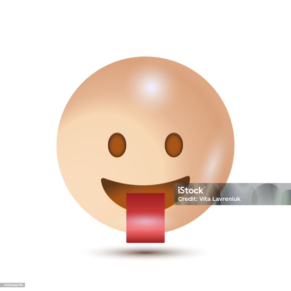 Stuck Out Tongue 3d Stylized Vector Icon Smiling Emoticon Character