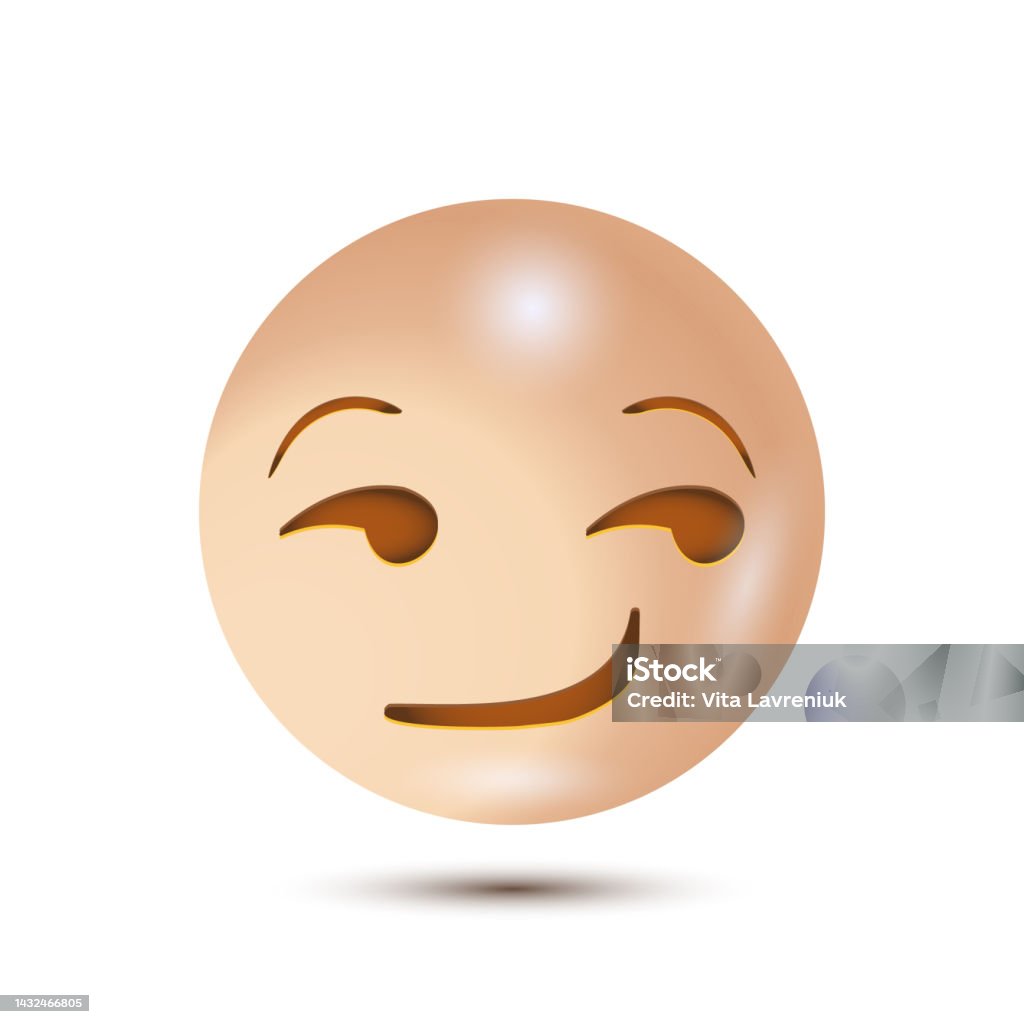 Flirting Face Smug Face Suggestive Face Funny Yellow Emoticon Realistic