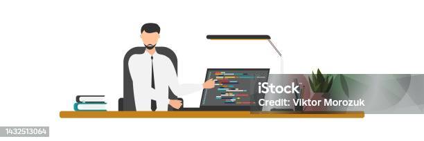 Ðoding And Programming Software Window Laptop Computer Screen Concept Vector Illustration Stock