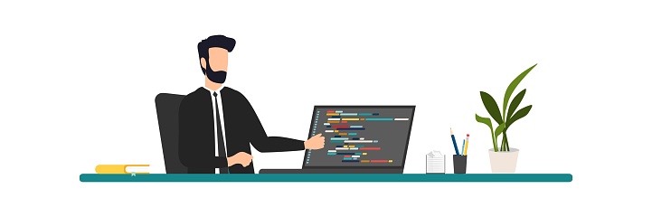 Ðoding And Programming Software Window Laptop Computer Screen Concept Vector Illustration Stock