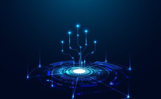 Abstract Circle Digital Circuit Concept Light Circle Network Connection