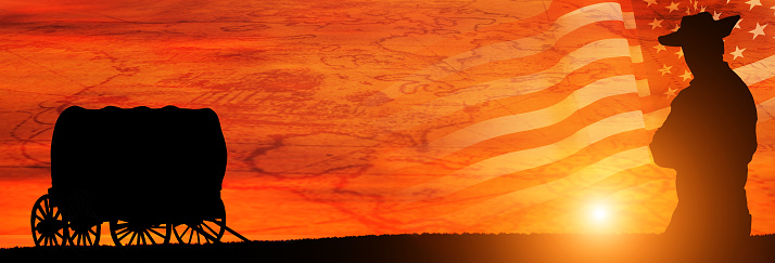 Pemukim Amerika Dengan Latar Belakang Bendera Nasional Amerika Serikat ... Pemukim Amerika Dengan Latar Belakang Bendera Nasional Amerika Serikat ...