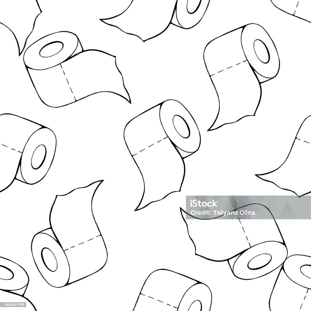 Toilet Paper Seamless Pattern Vector Flat Illustration Stock