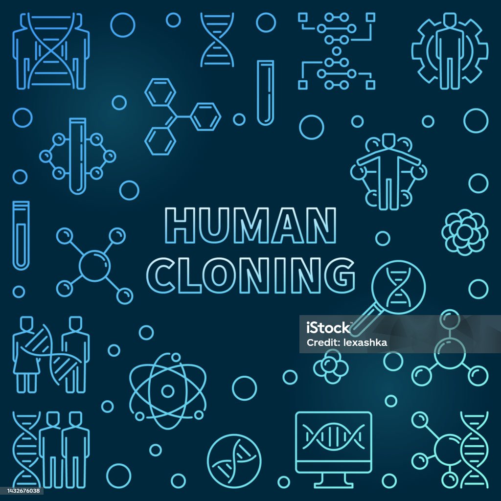 Vector Human Cloning Outline Blue Concept Illustration Stock ... Vector Human Cloning Outline Blue Concept Illustration Stock ...
