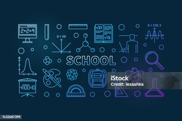 Konsep Vektor Sekolah Menguraikan Spanduk Atau Ilustrasi Berwarna