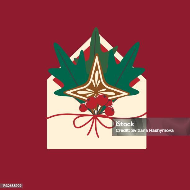 Hadiah Surat Natal Dengan Bintang Roti Jahe Ranting Dan Paruh Beri