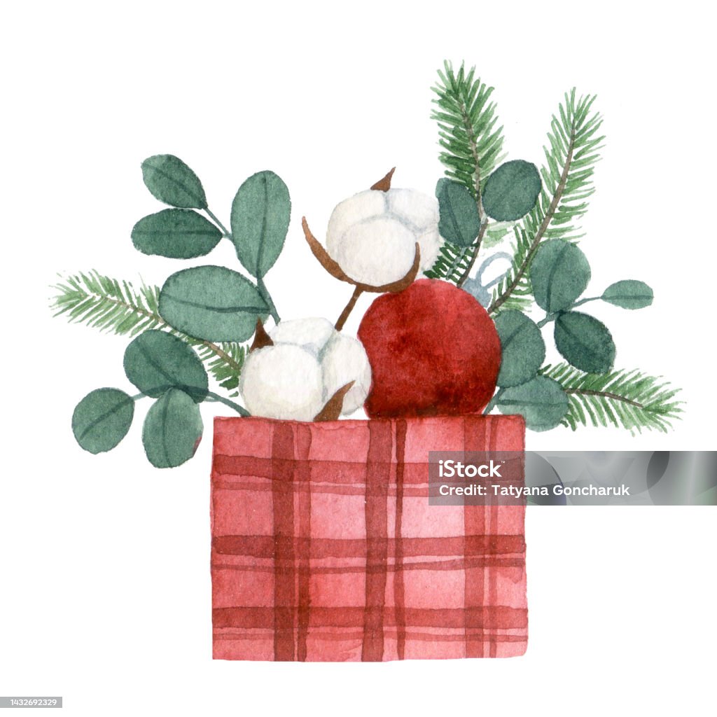 Dessin À Laquarelle Bouquet Composition Pour Noël À Partir De Feuilles