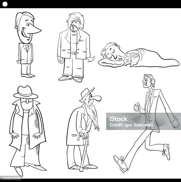 Karakter Komik Pria Lucu Kartun Mengatur Halaman Mewarnai Ilustrasi ... Karakter Komik Pria Lucu Kartun Mengatur Halaman Mewarnai Ilustrasi ...