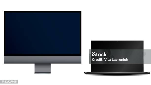 Tampilan Bingkai Tipis Modern Hitam Realistis Spanduk Maket Monitor