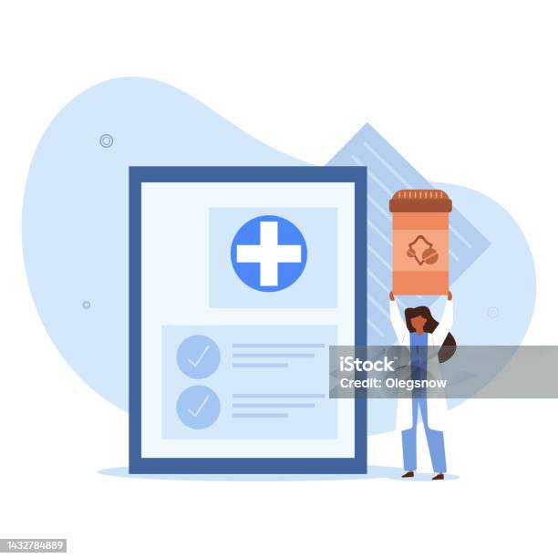 Dokter Memegang Pil Konsep Kedokteran Dan Kesehatan Ilustrasi Vektor