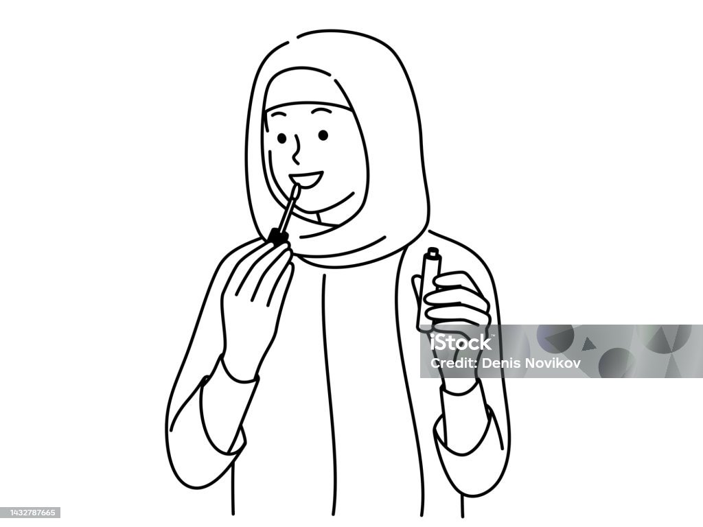 Smiling Arabic Woman Apply Lipstick Stock Illustration - Download Image ... Smiling Arabic Woman Apply Lipstick Stock Illustration - Download Image ...