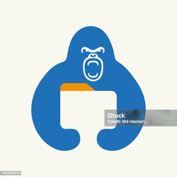 Gorilla File Logo Negative Space Concept Vector Template Gorilla